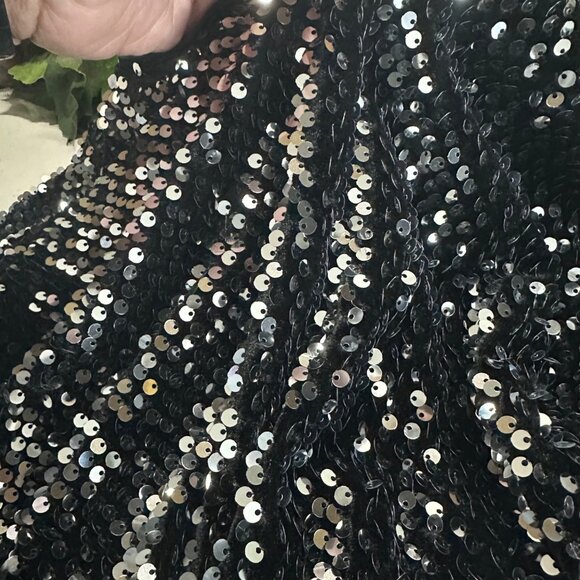 ICHI | Dresses | Sequin Black Silver Long Sleeve Party Cocktail Dress By Ichi | Poshmark